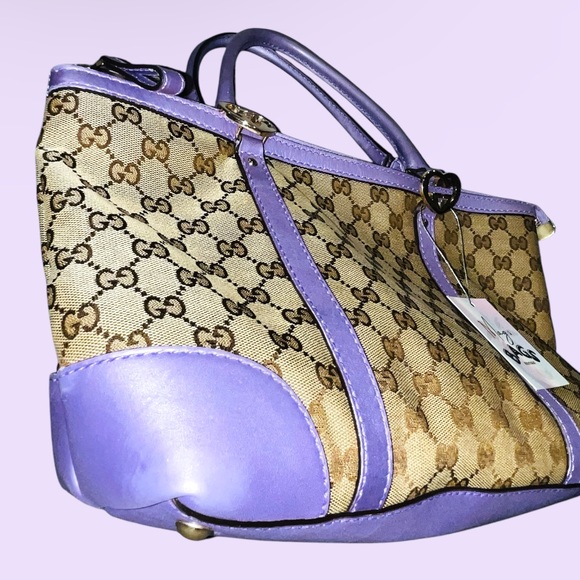 Gucci | Bags | Gucci Purple Leather Twin Heart Gg Logos Tote Bag | Poshmark